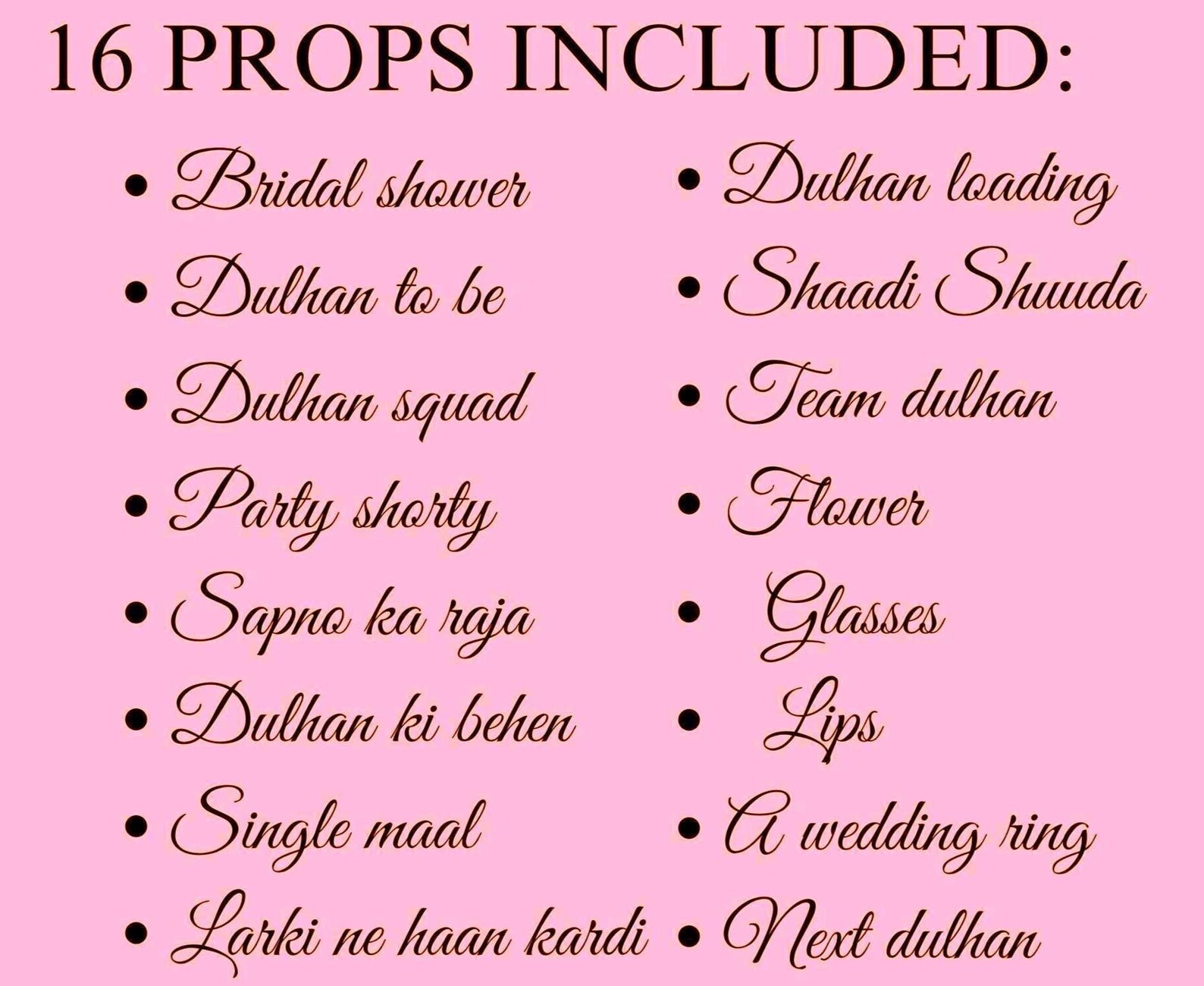 15+ Team Dulhan Desi Wedding Bollywood Props Sangeet Mehndi Dholki ...