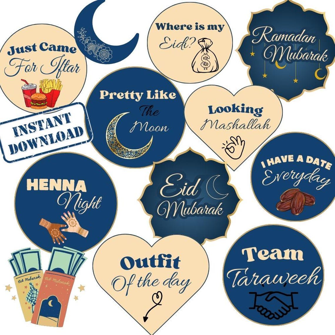 12 Eid Celebration Ramadan Photo Props Muslim Eid Mubarak Photobooth ...