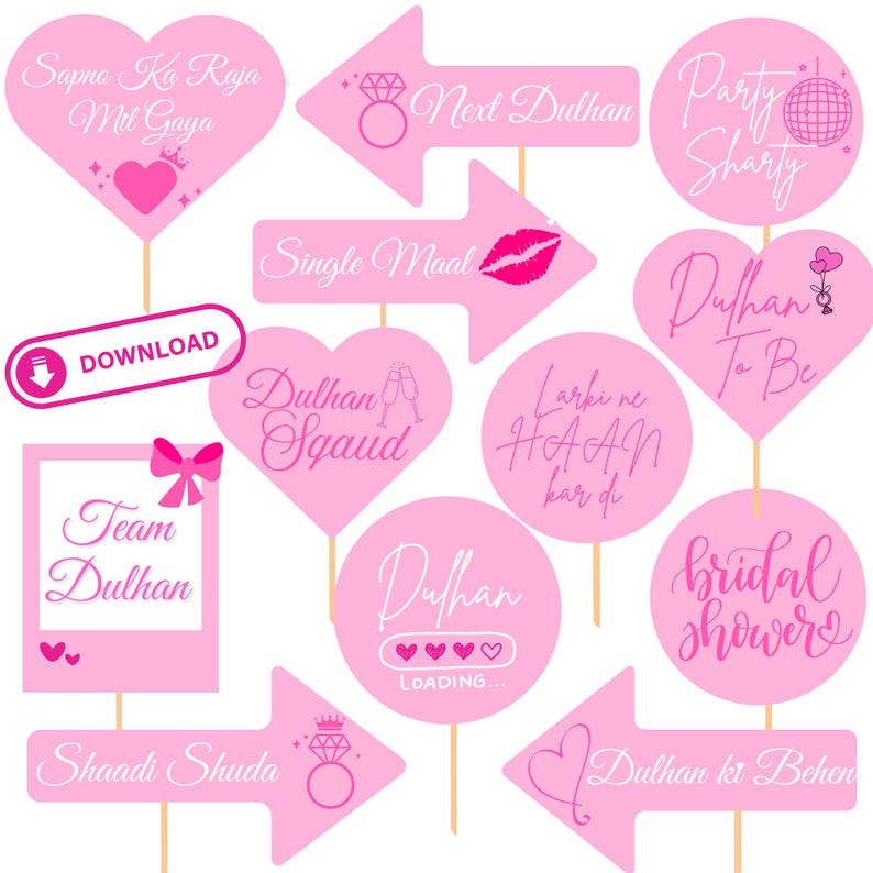 15+ Team Dulhan Desi Wedding Bollywood Props Sangeet Mehndi Dholki ...