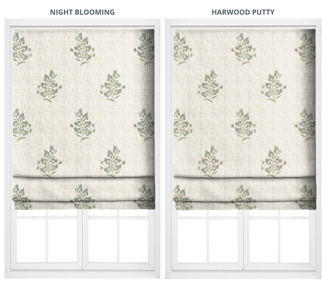 Floral Block Print Roman Shades & Fabric Window Blinds. Custom Sizes ...
