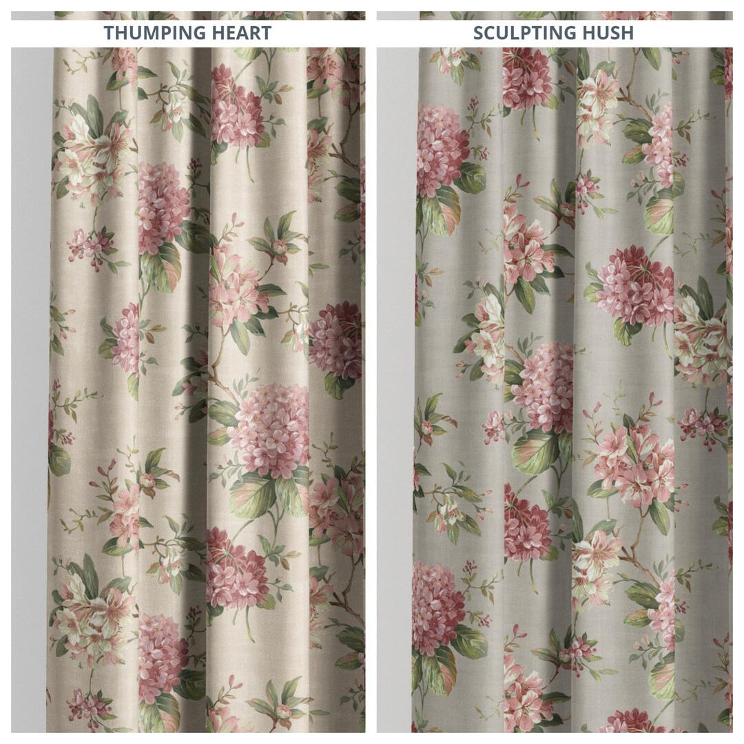 English Floral Velvet Curtains. Custom Size Lined Window Drapes. Pinch ...