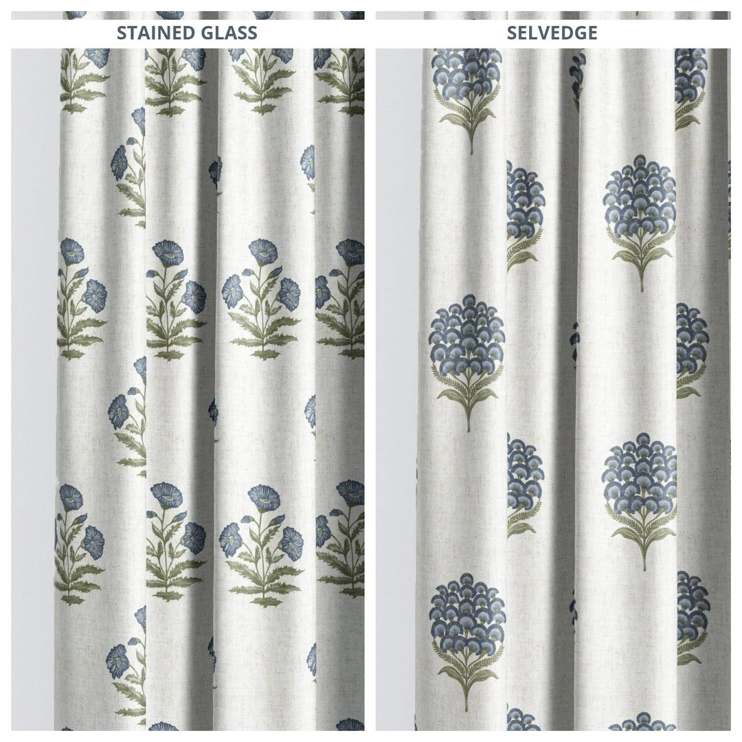 Block Print Floral Curtains. Custom Size Lined Window Drapes. Any ...