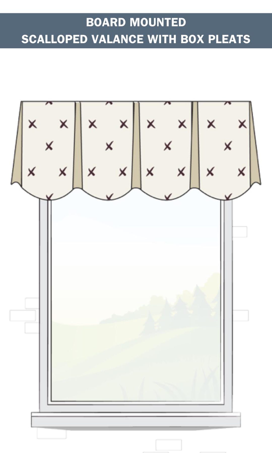 Custom Board Mounted Scalloped Valance With Box Pleats. Window Curtain ...