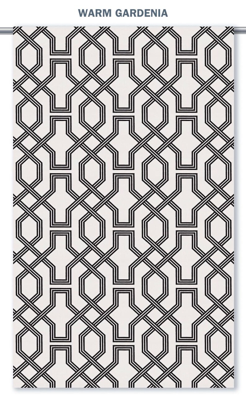 Black and White Trellis/ Greek Key Print Velvet Fabric by the Yard for ...