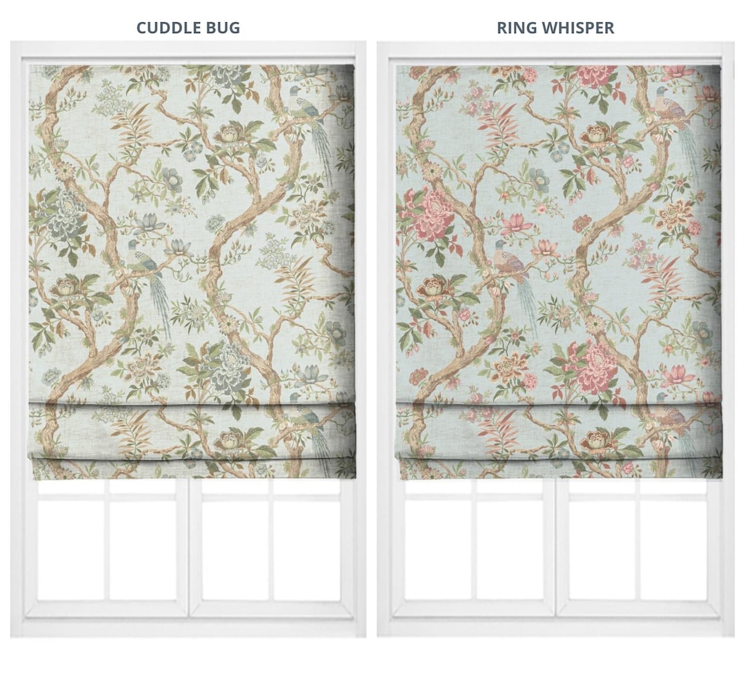Chinoiserie/ French Floral/ Bird Print Roman Shades. Custom Size Window ...