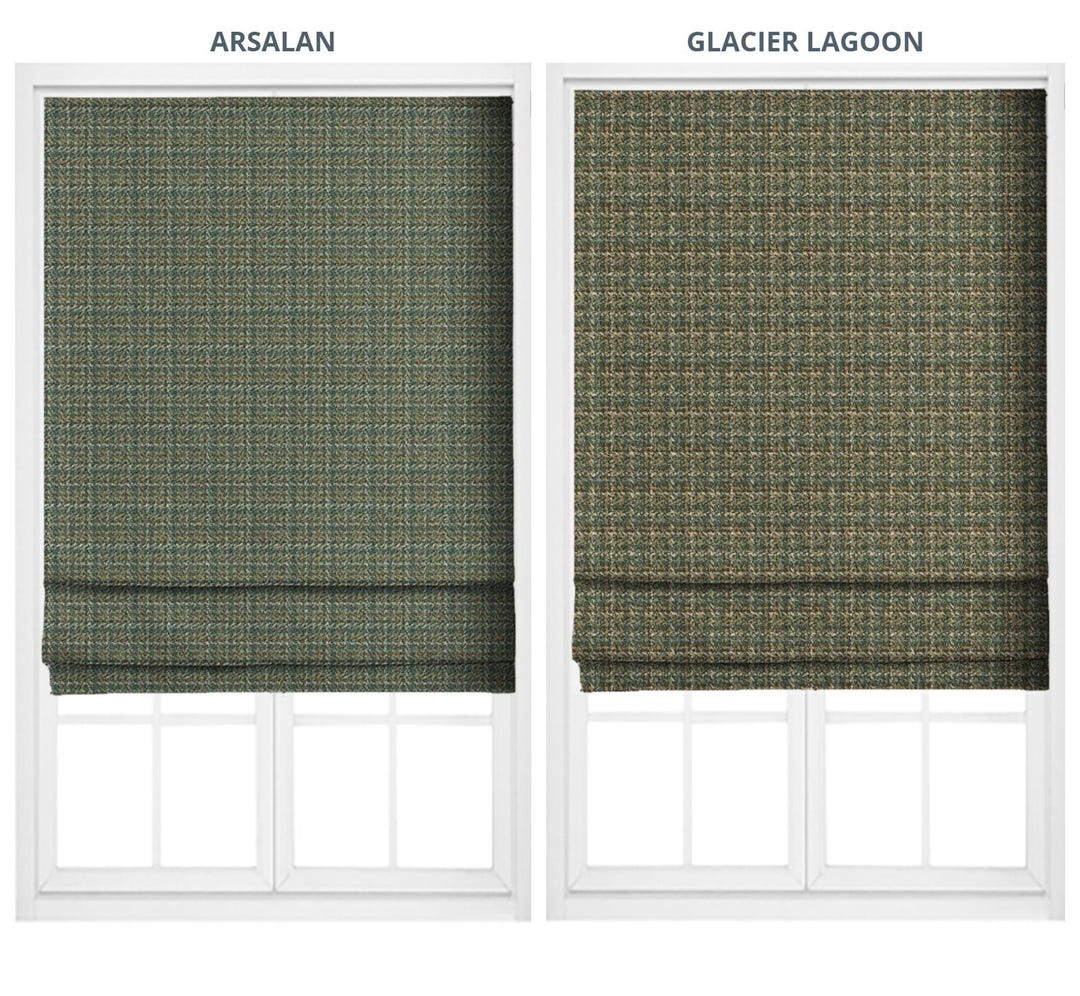 Textured Check Velvet Roman Shades. Custom Sized Lined Window Blinds ...