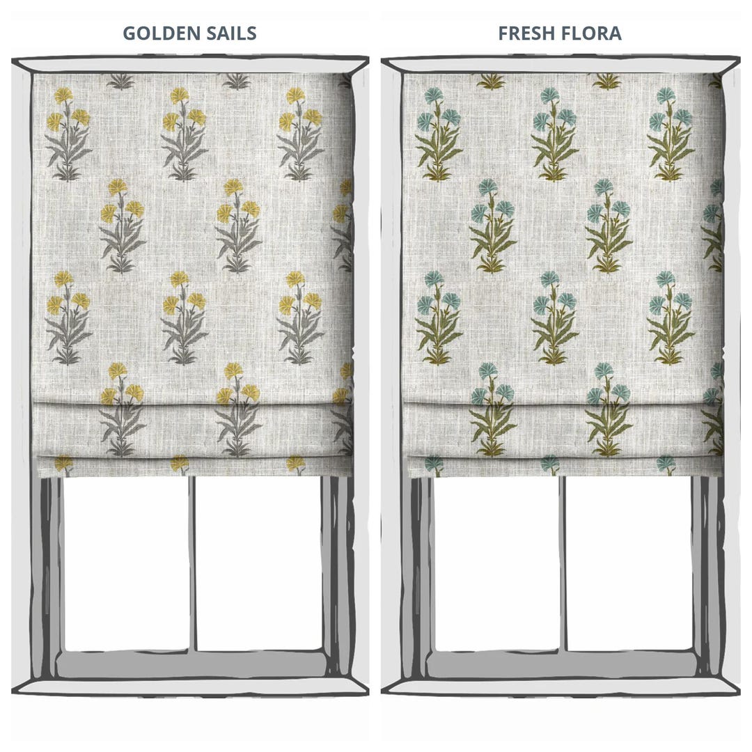 Floral Patterned Roman Shades & Fabric Window Blinds. Custom Sizes ...