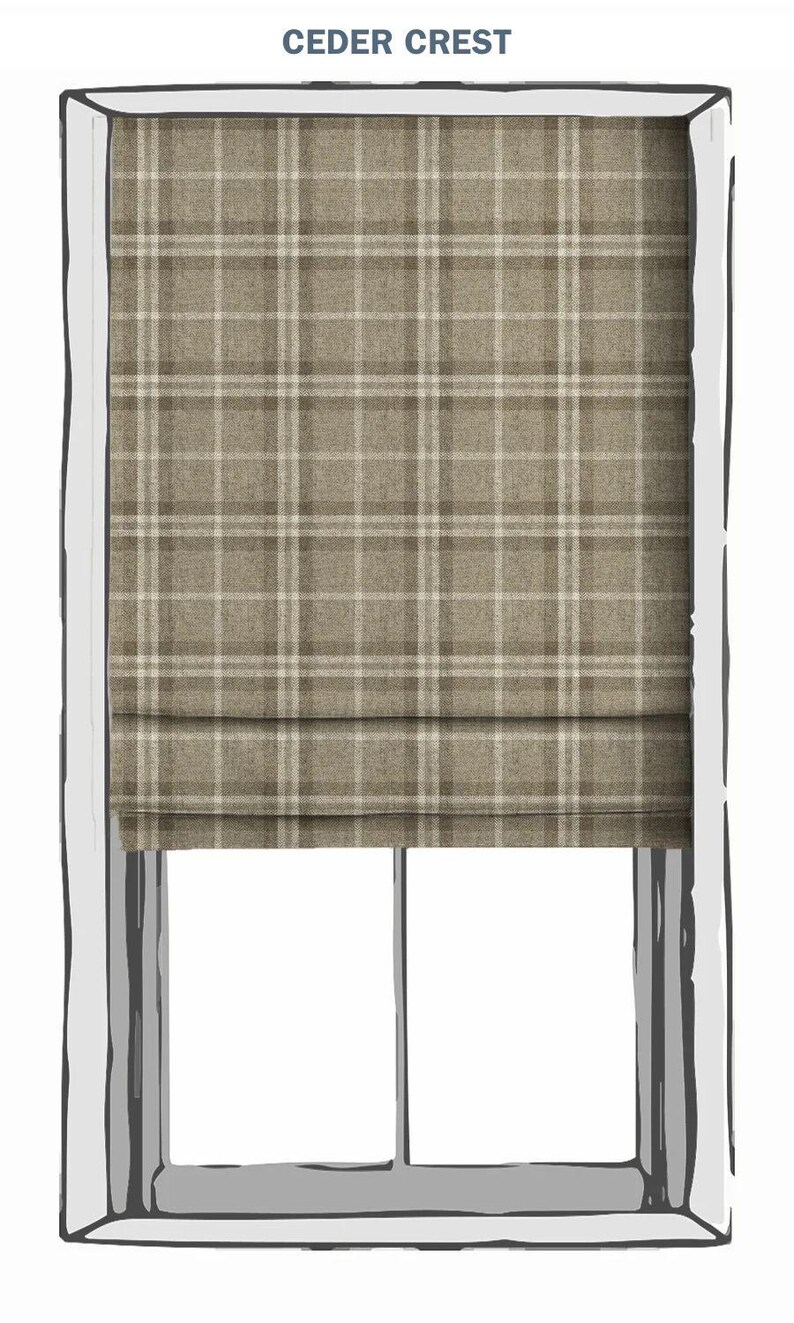 Plaid/ Checked Roman Shades & Fabric Window Blinds. Fully Lined. Custom ...