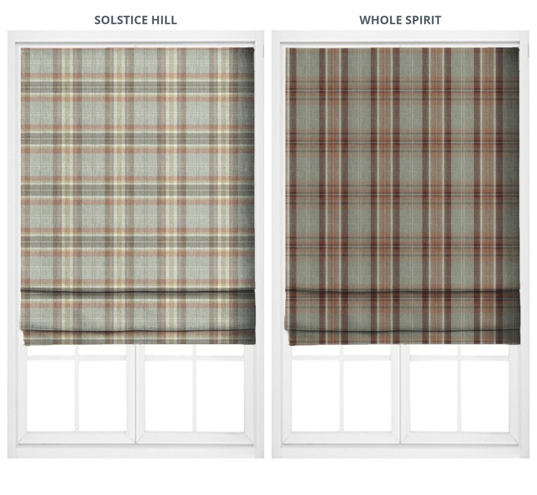 Tartan Plaid Check Roman Shades. Custom Size Blinds for Kitchen ...