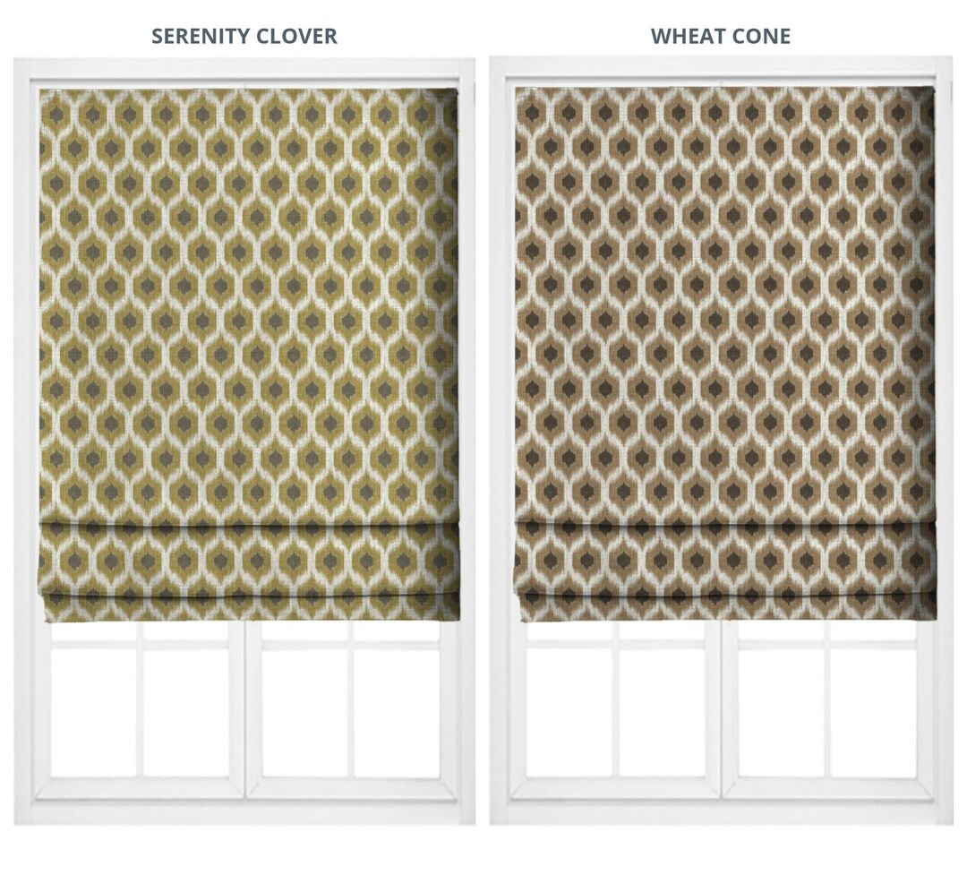 Ikat Honeycomb Print Roman Shades. Fully Lined, Custom Sized Fabric ...
