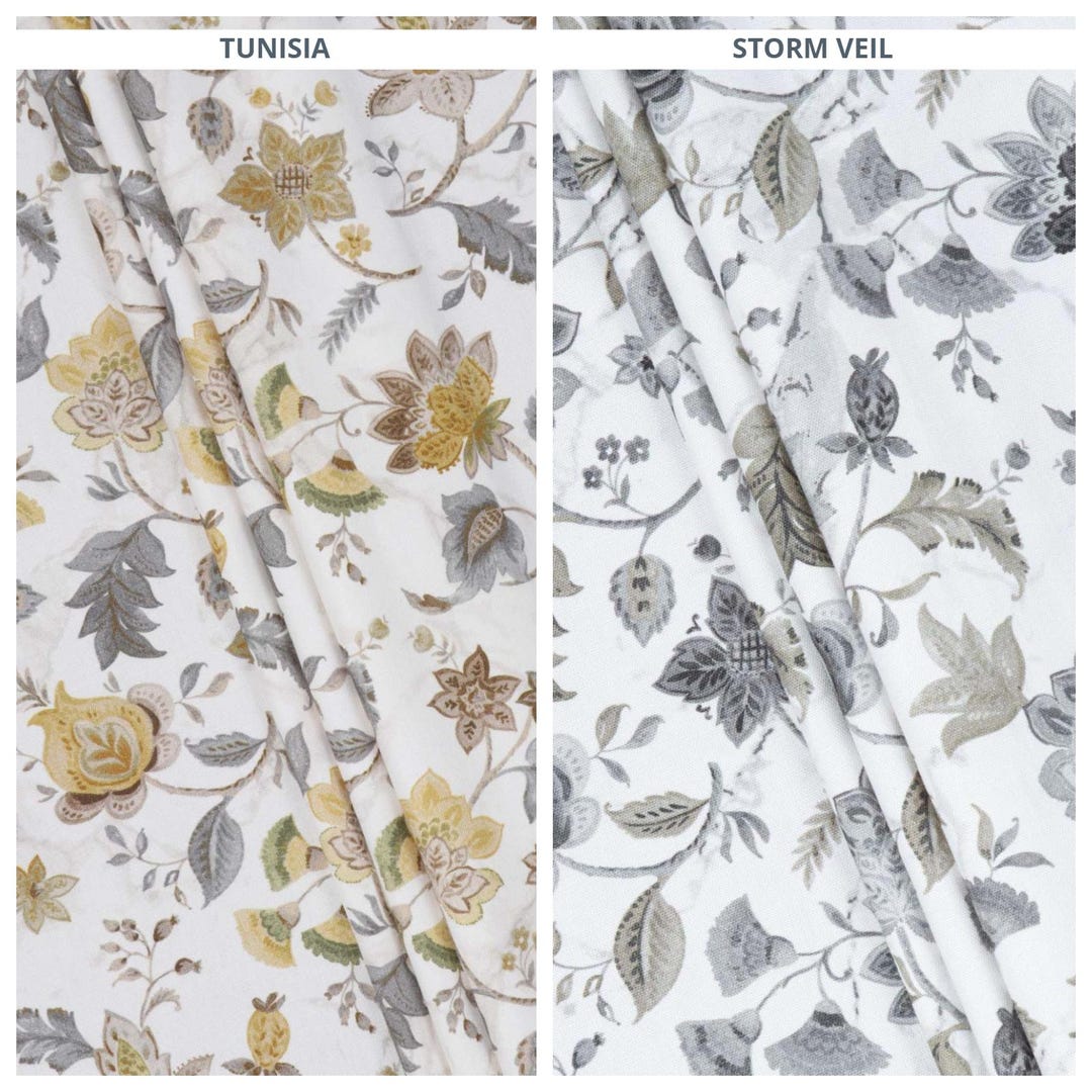 Floral Patterned Cotton Fabric by the Yard for Curtains, Roman Shades ...
