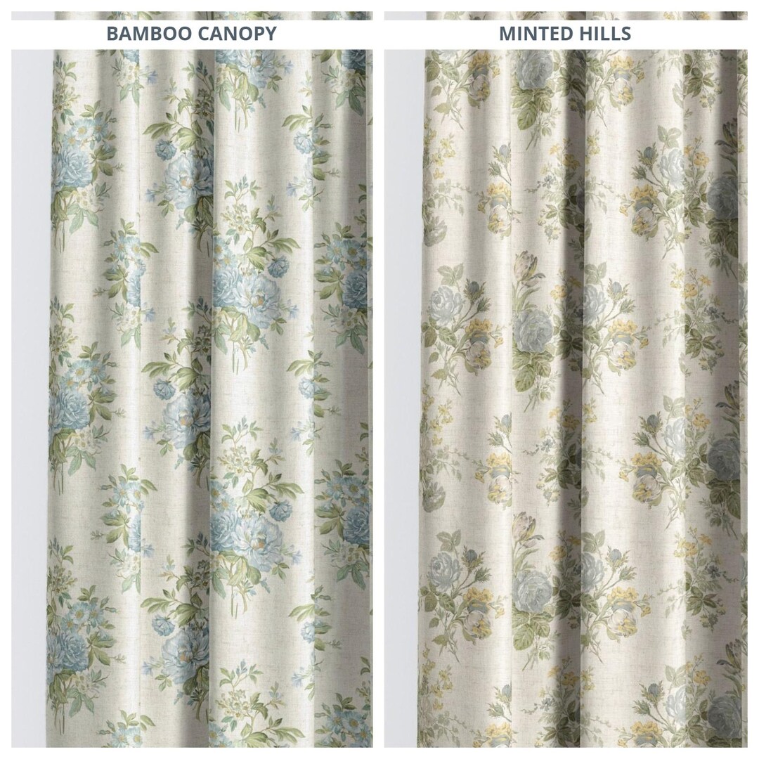 English Country Floral Custom Size Curtains. Lined Window Drapes. Pinch ...