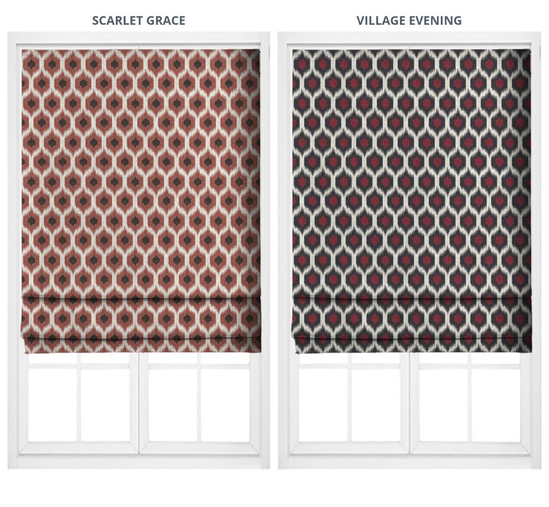Ikat Honeycomb Print Roman Shades & Fabric Window Blinds. Custom Sizes ...