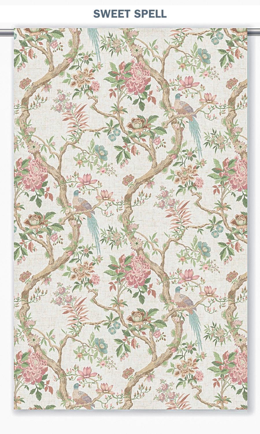 Chinoiserie Floral/ Nature/ Bird Print Custom Size Curtains. Pinch ...
