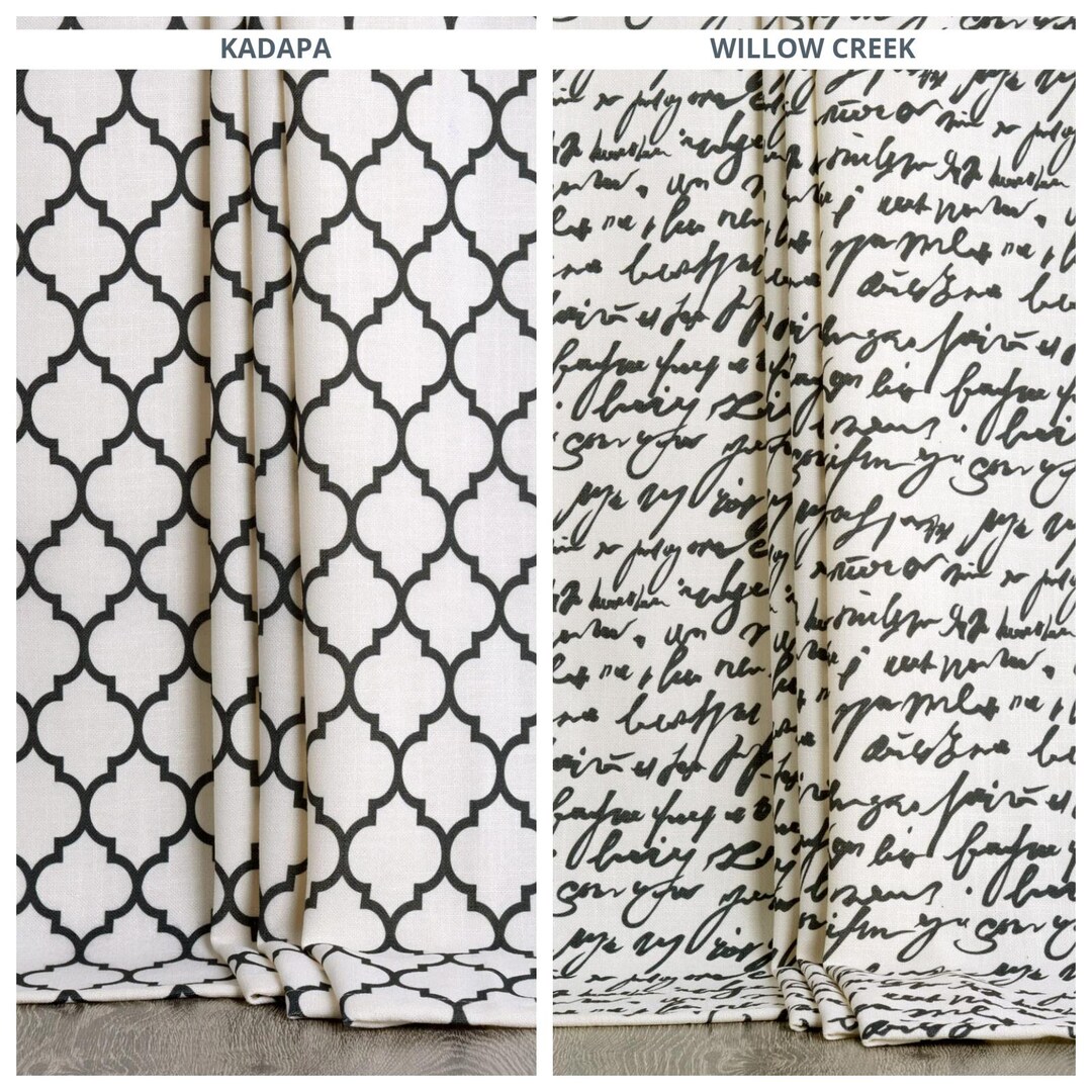 Cursive Script/ Moroccan Trellis Pattern Roman Shades. Black & White ...