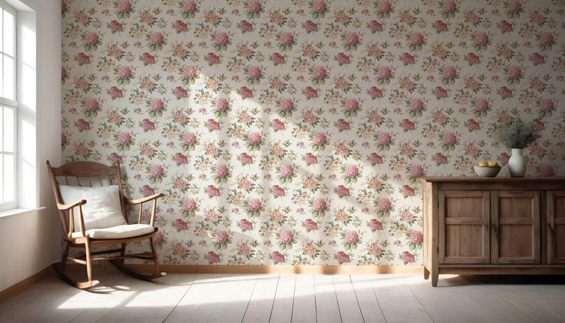 English Floral Wallpaper. Extra Wide Roll. Non-woven, Unpasted, High ...