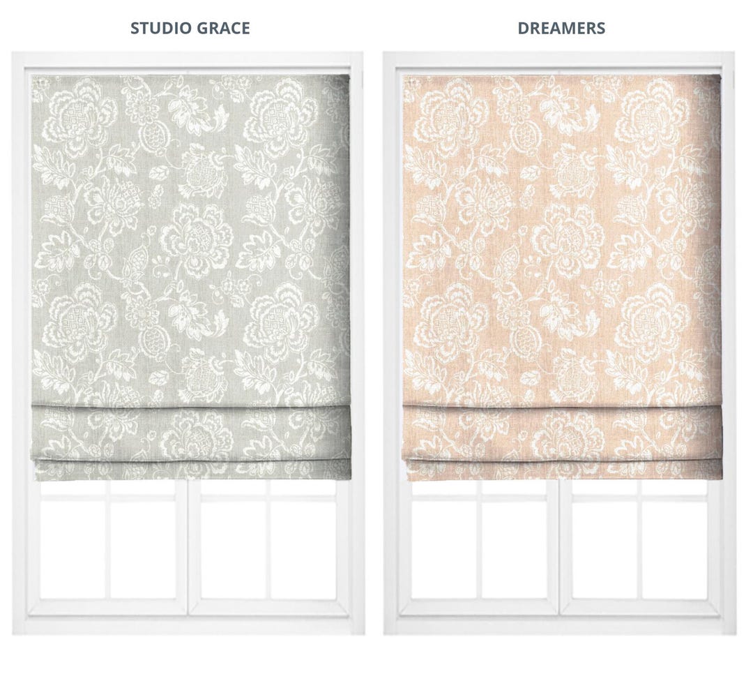 Modern Jacobean Floral Roman Shades. Custom Size Window Blinds for ...