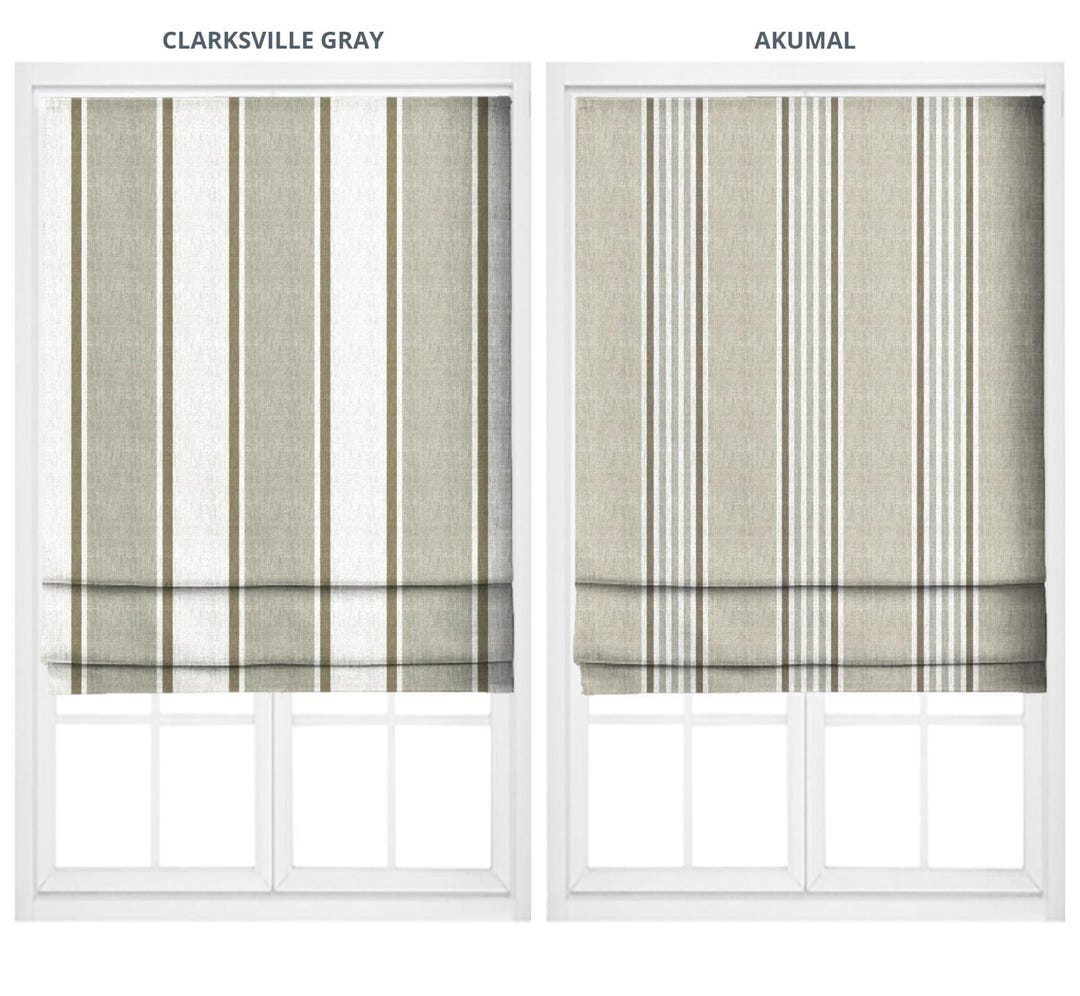 Regency Striped Roman Shades. Custom Size Window Blinds for Kitchen ...