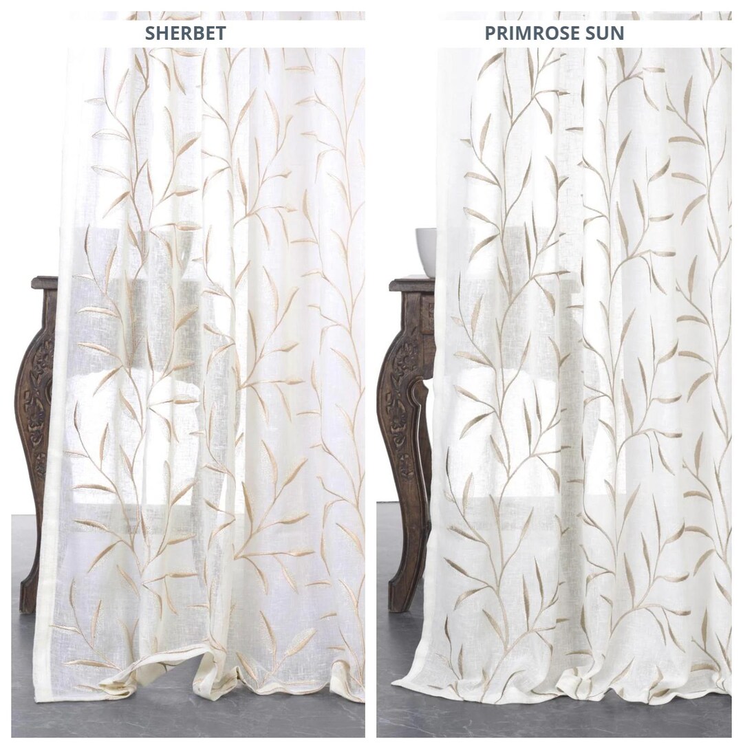 Floral Patterned Sheer Fabric by the Yard for Curtains, Roman Shades ...