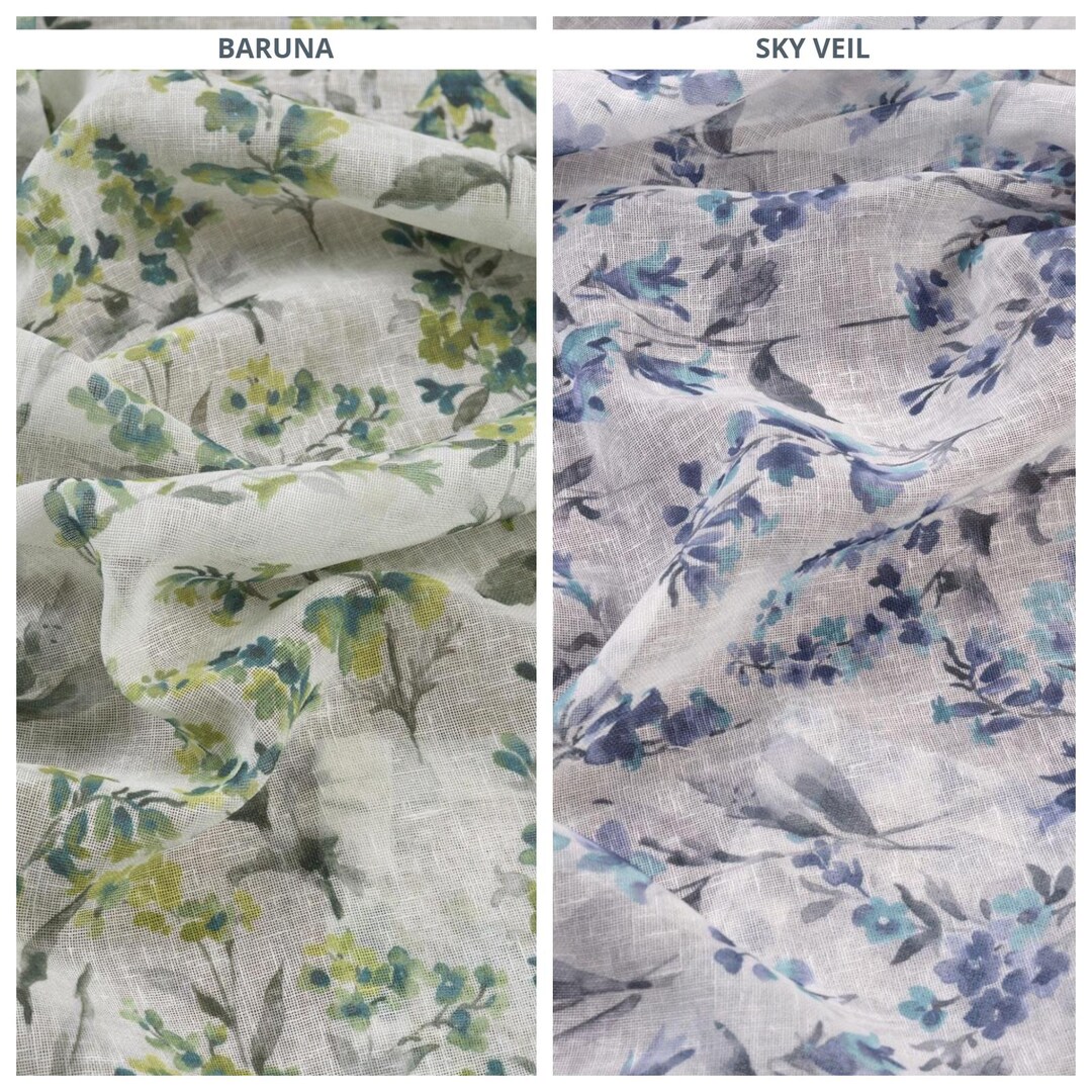Floral Print Sheer Fabric by the Yard for Light Filtering Window ...
