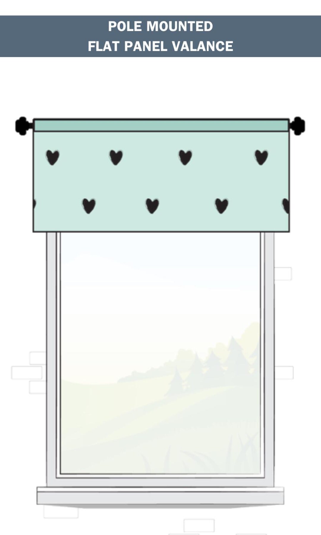 Custom Pole Mounted Flat Panel Valance for Windows. Curtain Valance in ...