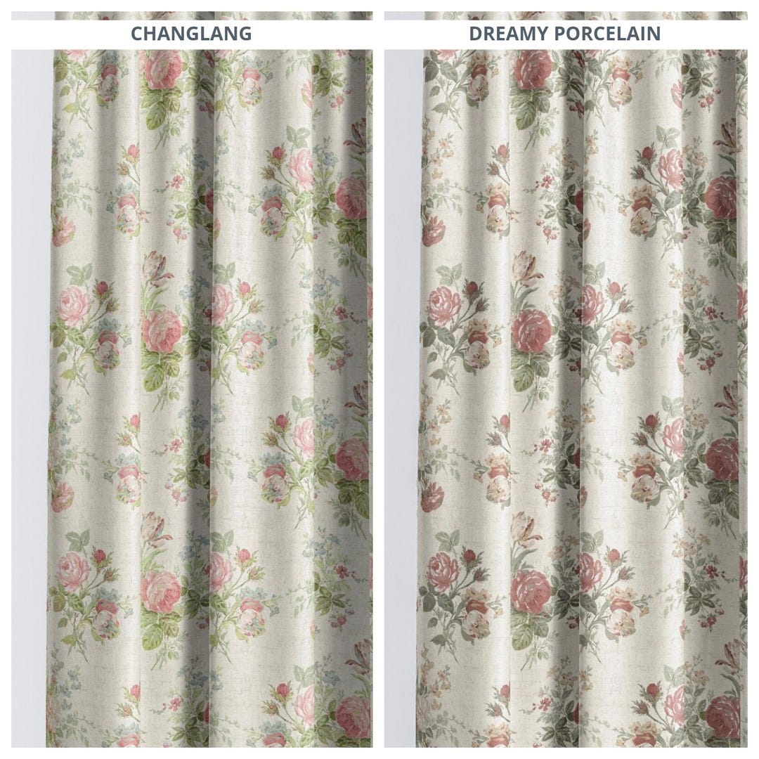 English Country Floral Custom Size Curtains. Lined Window Drapes. Pinch ...