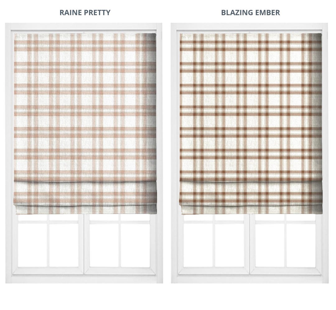 Windowpane Check Roman Shades. Custom Size Window Blinds for Kitchen ...