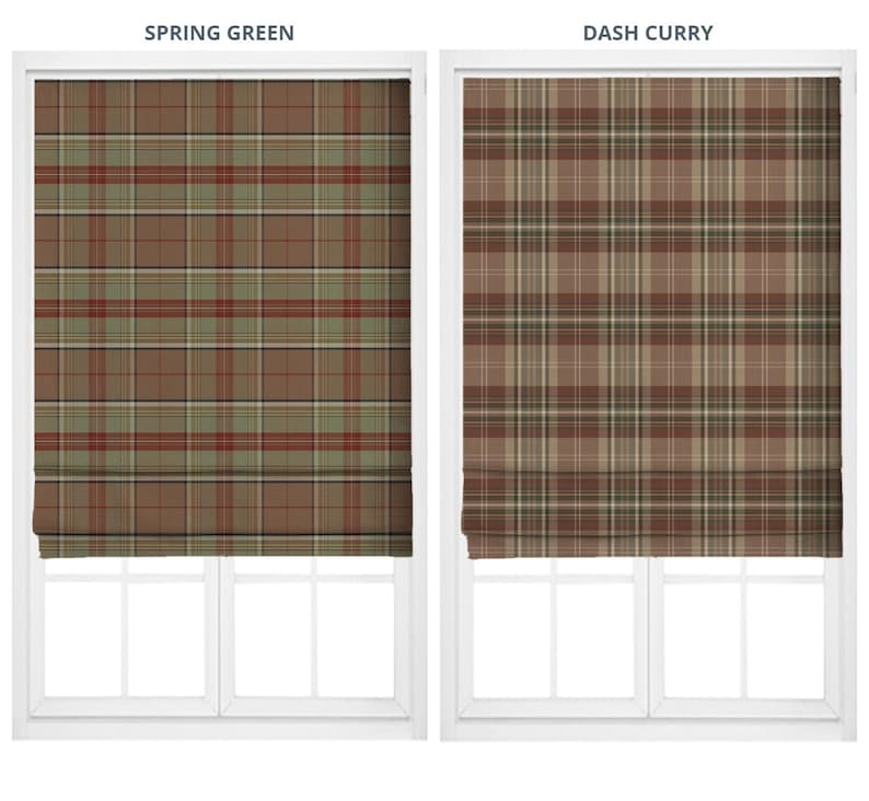 Plaid/ Checkered Velvet Roman Shades. Custom Size Lined Window Blinds ...