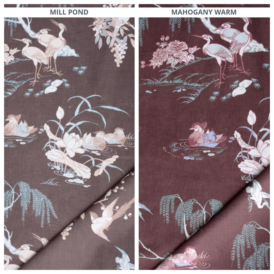Toile Birds/ Nature Print Velvet Fabric by the Yard for Curtains, Roman ...