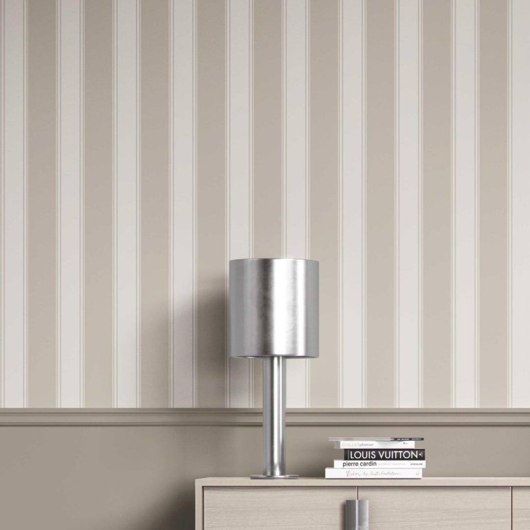 Striped Wallpaper. Extra Wide Roll. Greige/ Taupe/ Gray Geometric ...