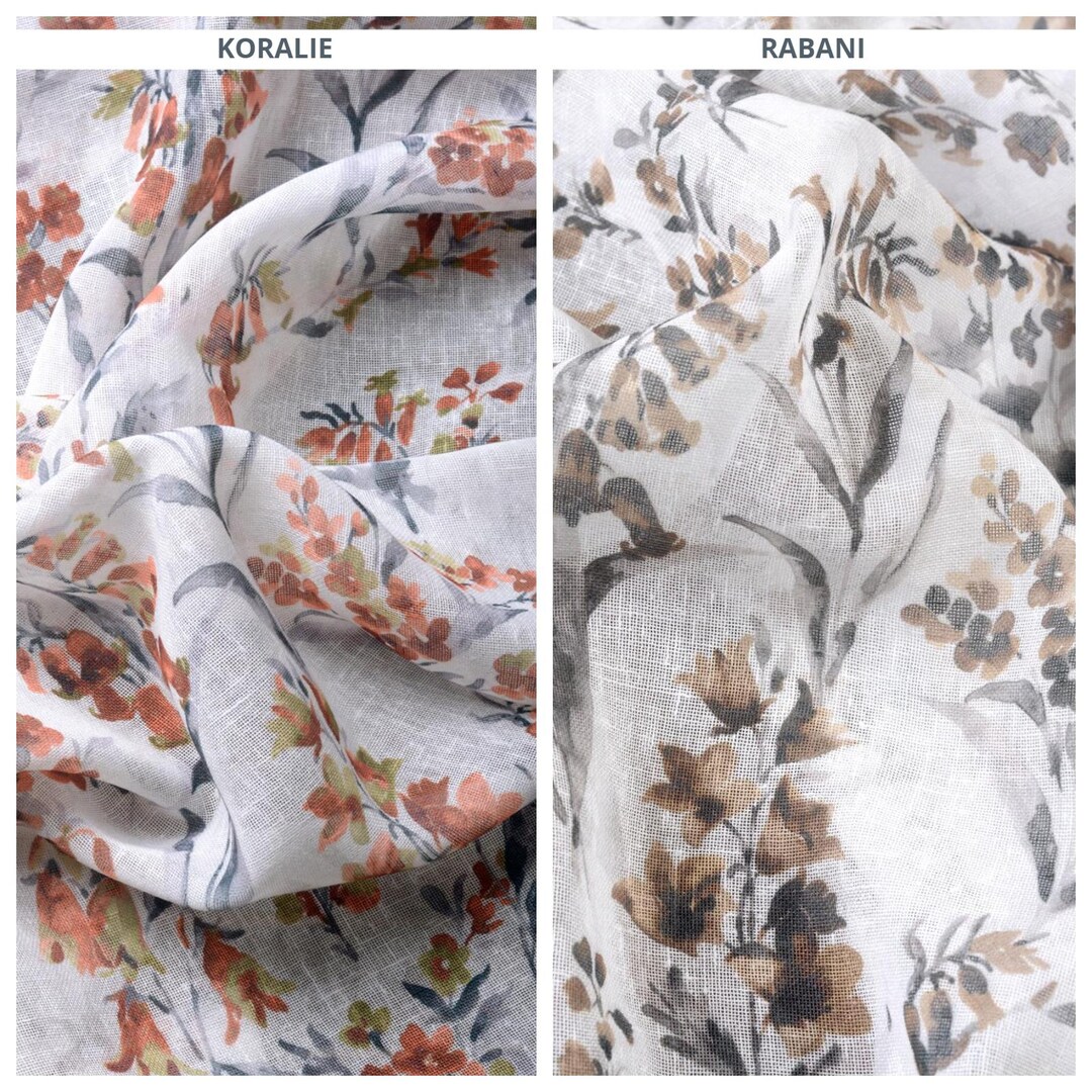 Floral Print Sheer Fabric by the Yard for Light Filtering Window ...