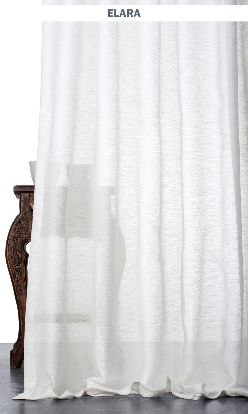 White Textured Sheer Fabric by the Yard for Light Filtering Curtains ...