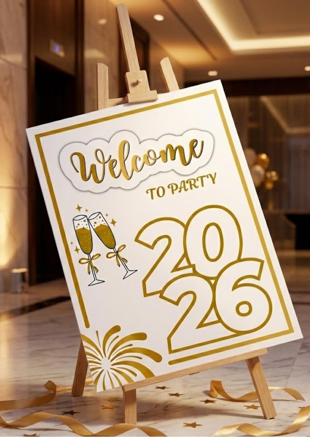 2026 New Year Celebration Welcome Card - White & Gold Theme - Etsy
