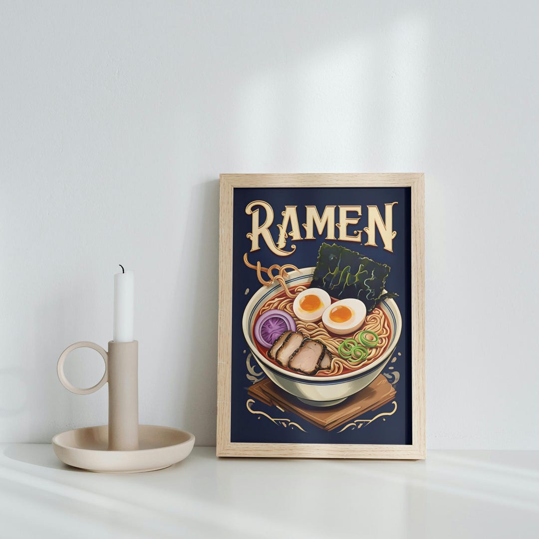 Bowl of Ramen Printable Poster, Ramen Digital Print, Ramen Illustration ...