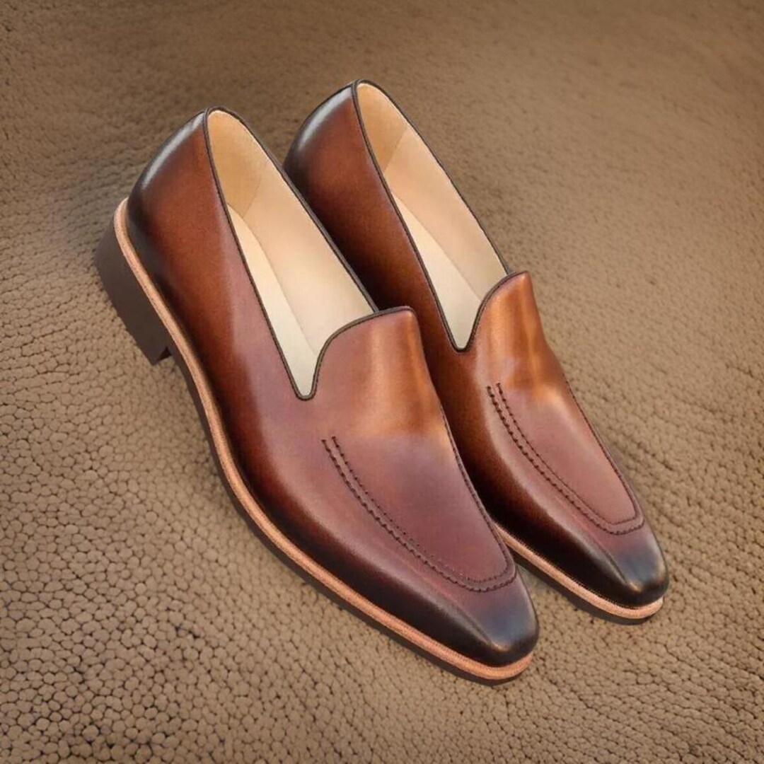 Handmade Turkish Leather Loafers: Men's Dress Slip-ons - Etsy