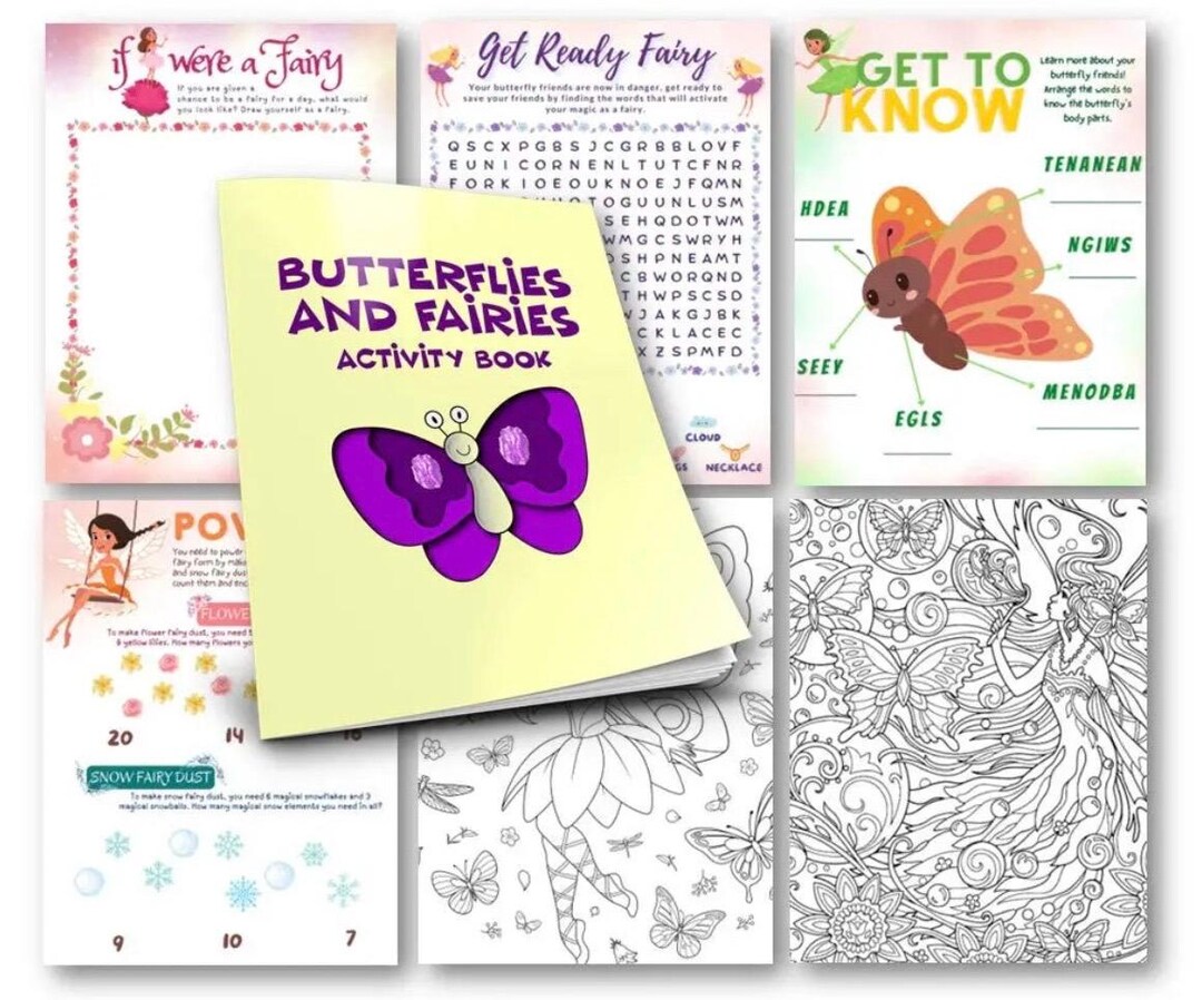 Butterflies and Fairies Activity Book | Printable Coloring Pages | Kids ...