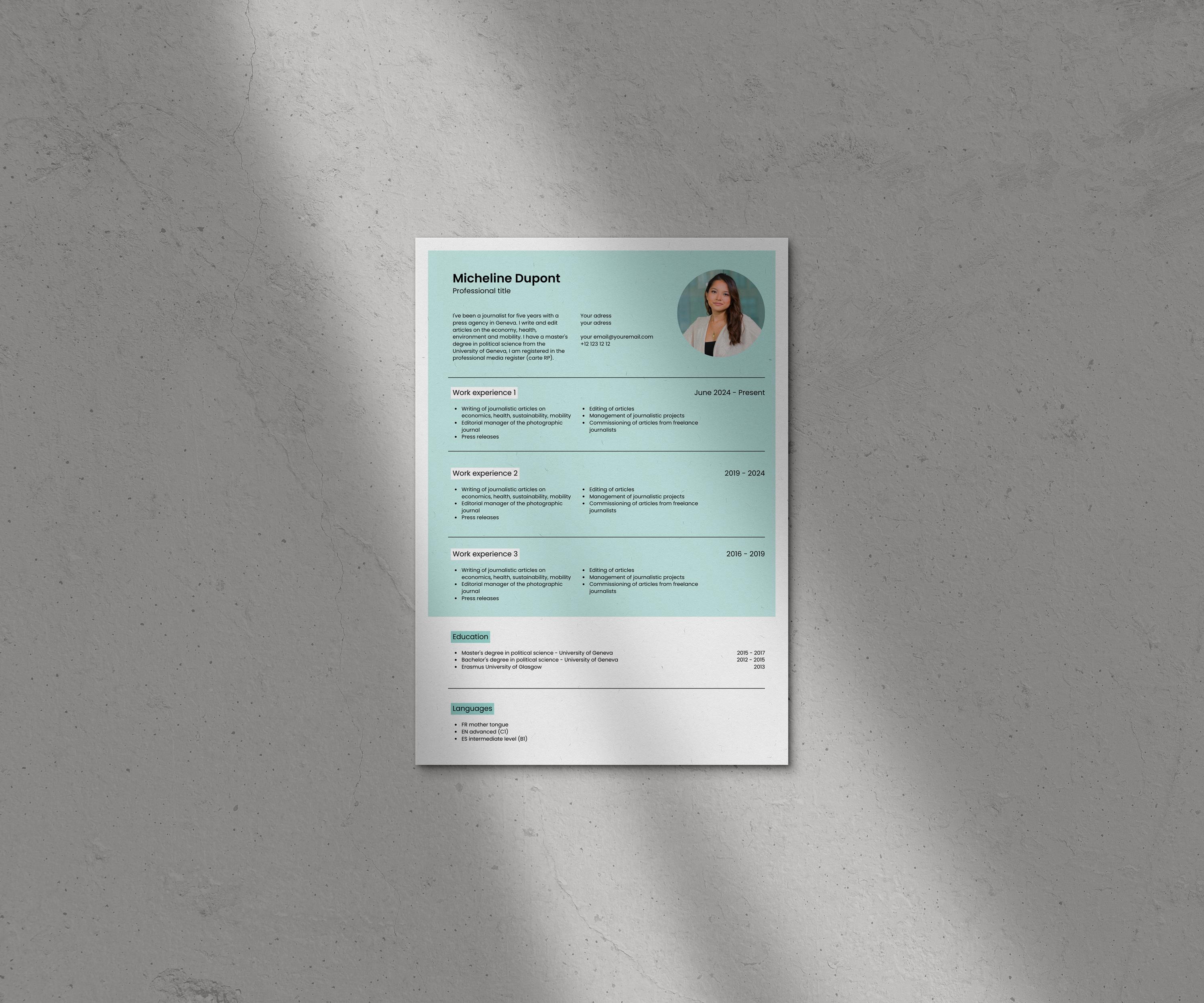 Pack de 6 CV, style sobre et minimal - Etsy France