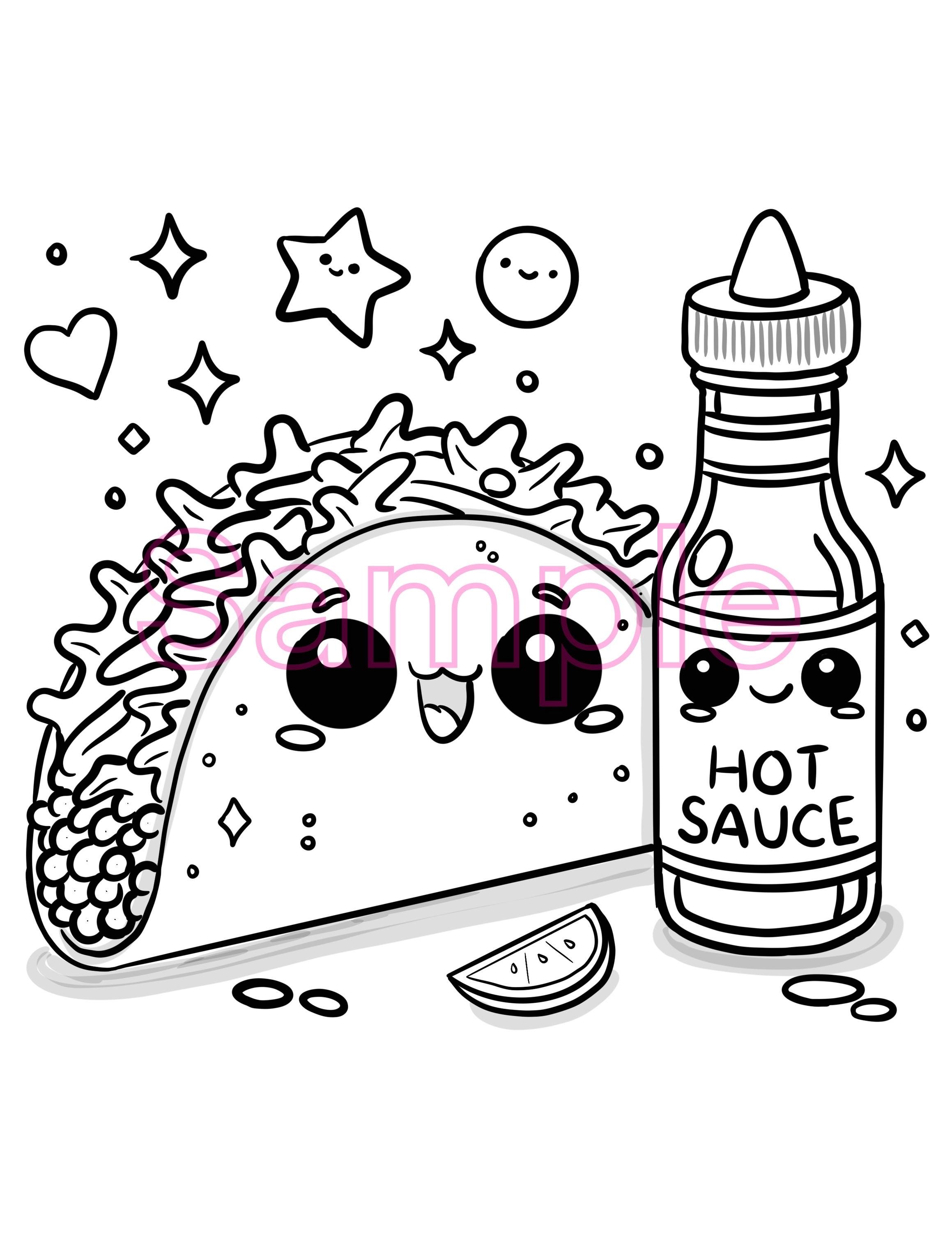 Kawaii Food Coloring Pages | Cute Printable Food Coloring Book for Kids ...