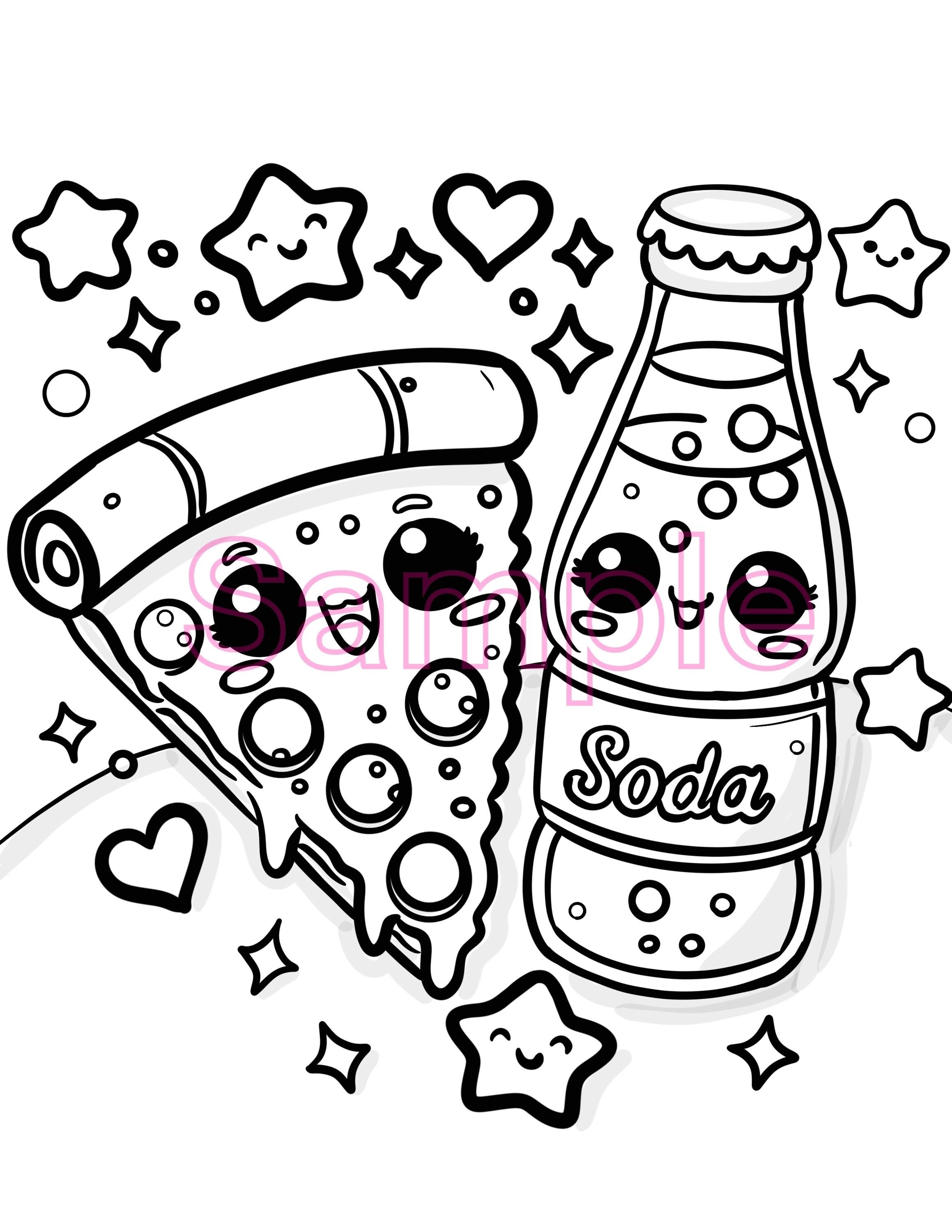 Kawaii Food Coloring Pages | Cute Printable Food Coloring Book for Kids ...