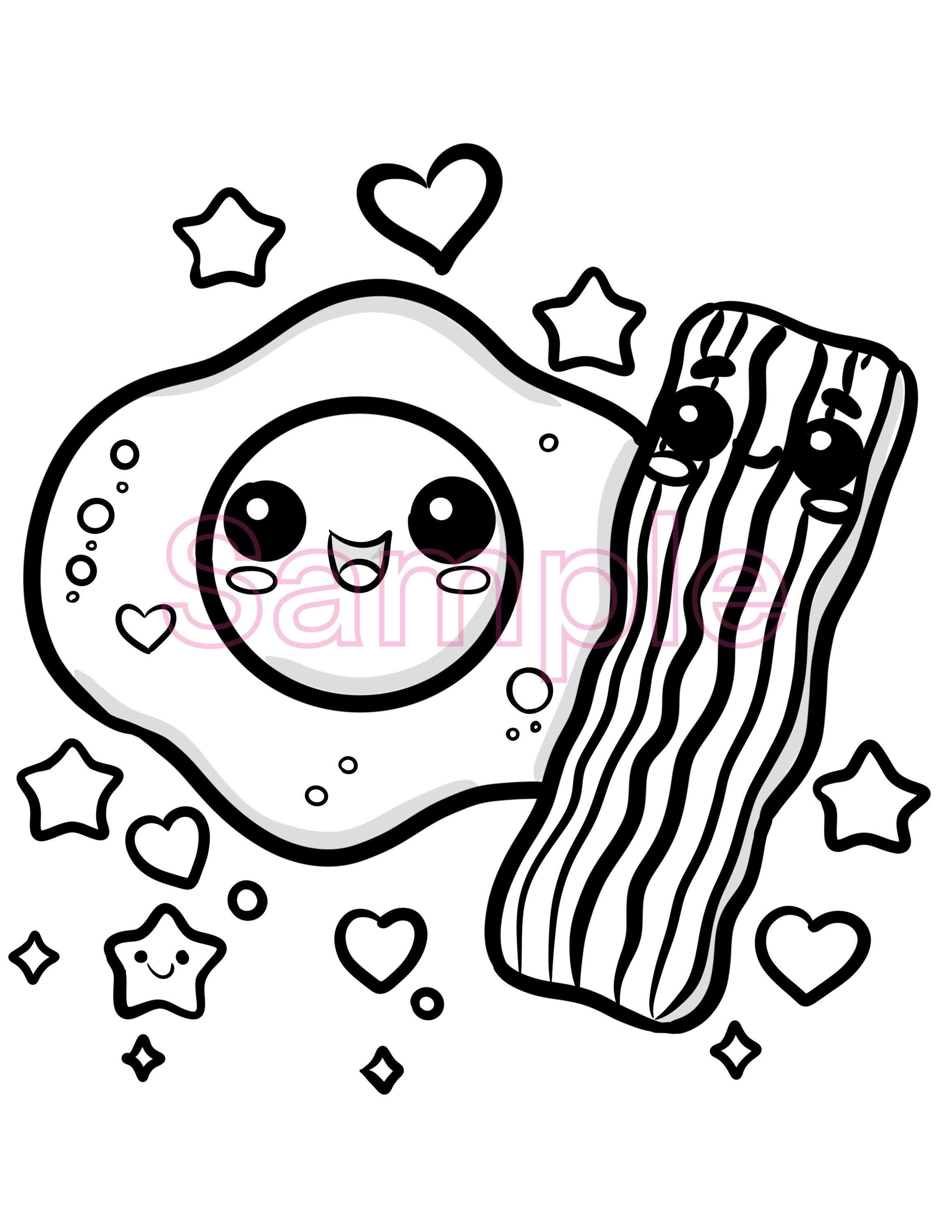 Kawaii Food Coloring Pages | Cute Printable Food Coloring Book for Kids ...