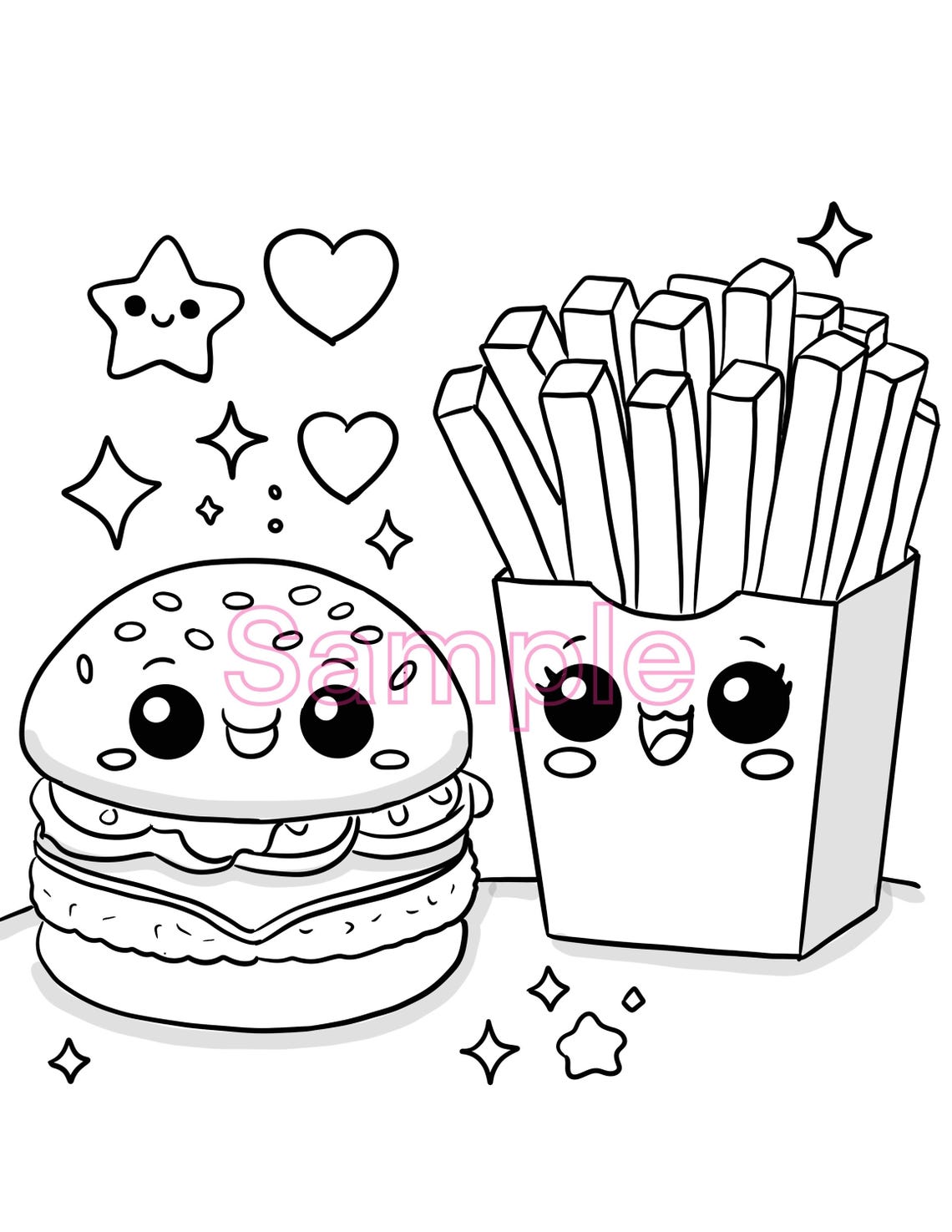 Kawaii Food Coloring Pages | Cute Printable Food Coloring Book for Kids ...