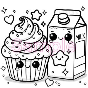 Kawaii Food Coloring Pages | Cute Printable Food Coloring Book for Kids ...