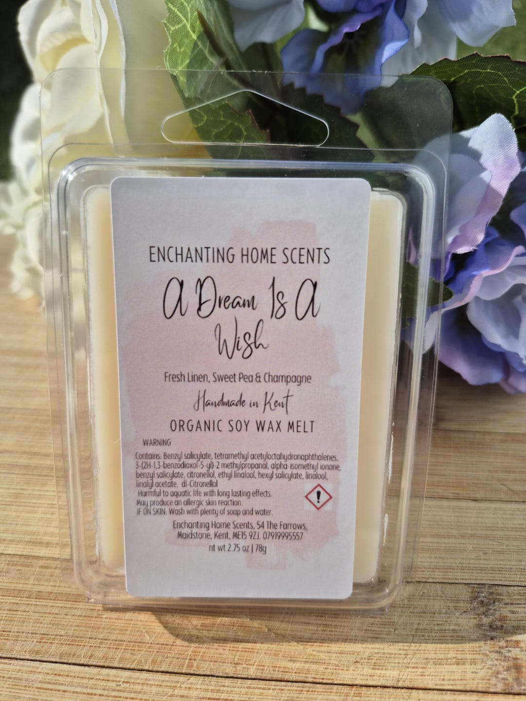 Fresh Linen, Sweet Pea & Cham-pagne Scented Soy Wax Melt Clamshell ...
