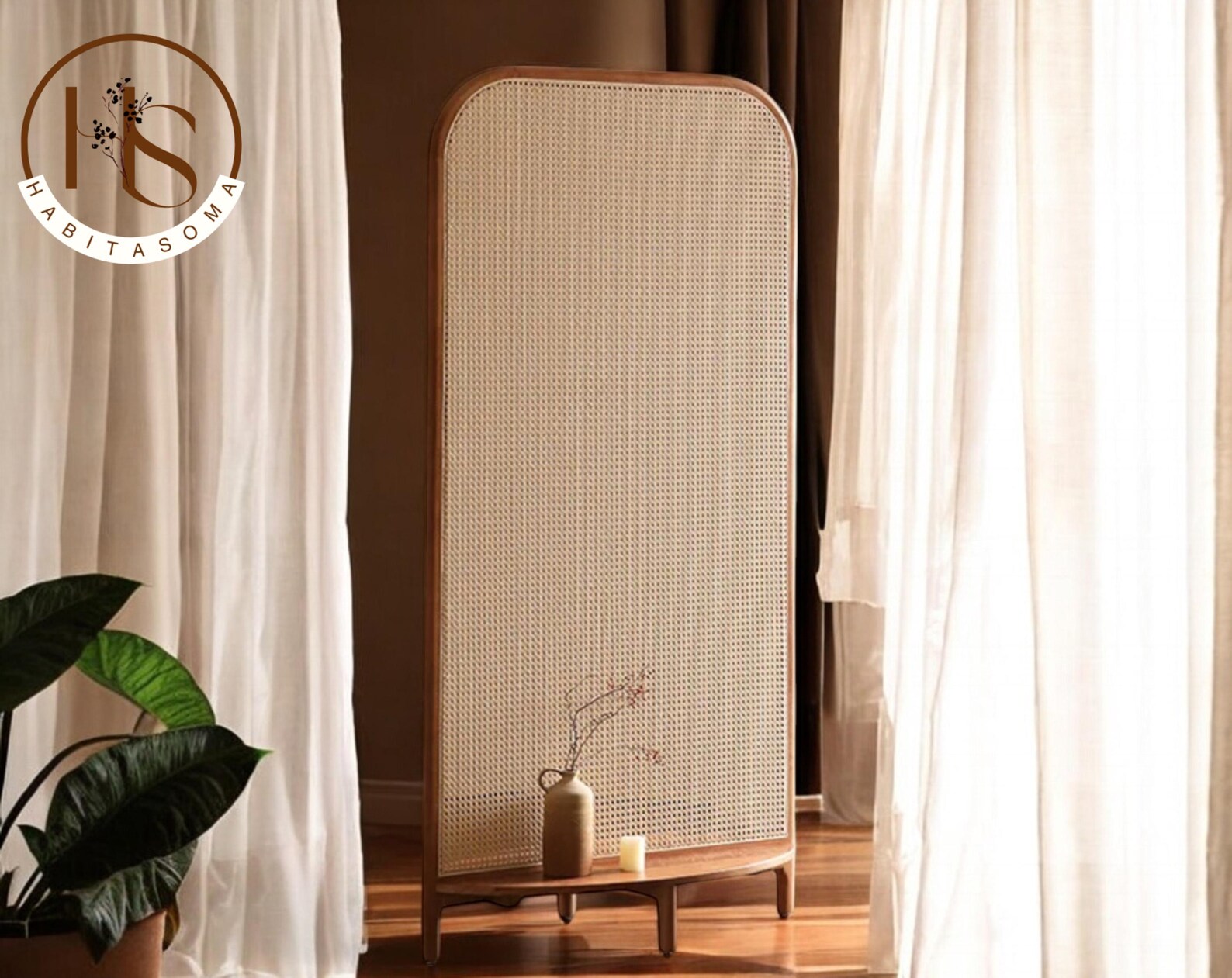 Rattan Room Divider, Room Privacy Screen, Paravento, Freestanding ...