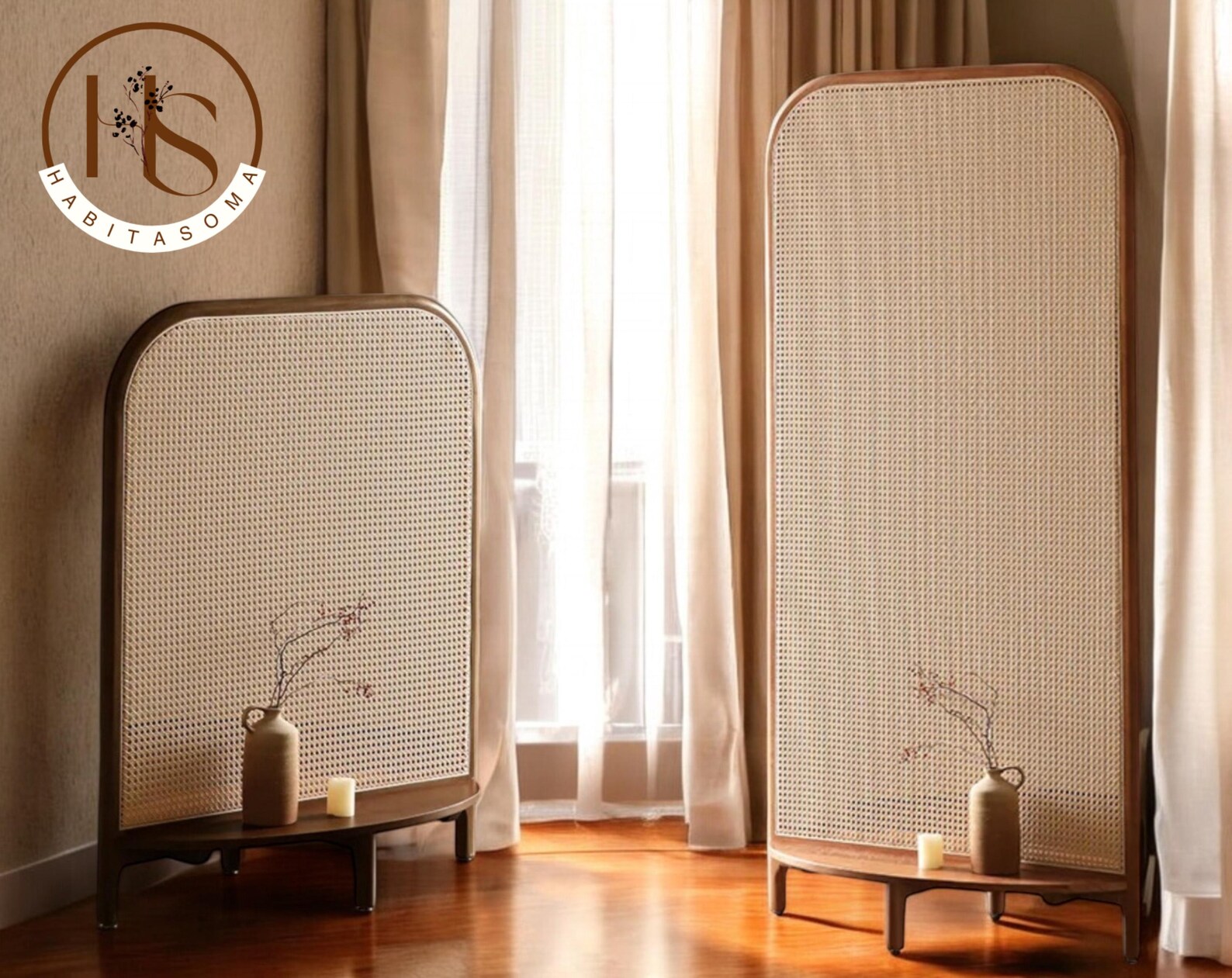 Rattan Room Divider, Room Privacy Screen, Paravento, Freestanding ...