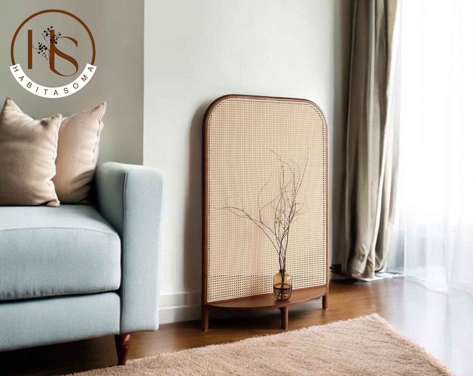 Rattan Room Divider, Room Privacy Screen, Paravento, Freestanding ...