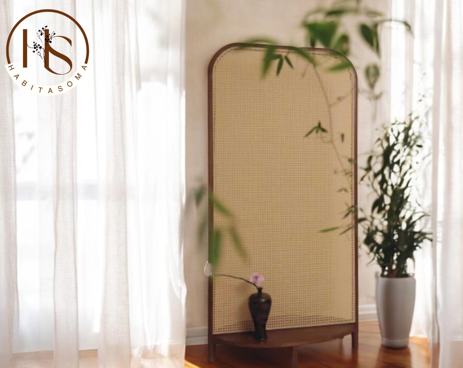 Rattan Room Divider, Room Privacy Screen, Paravento, Freestanding ...