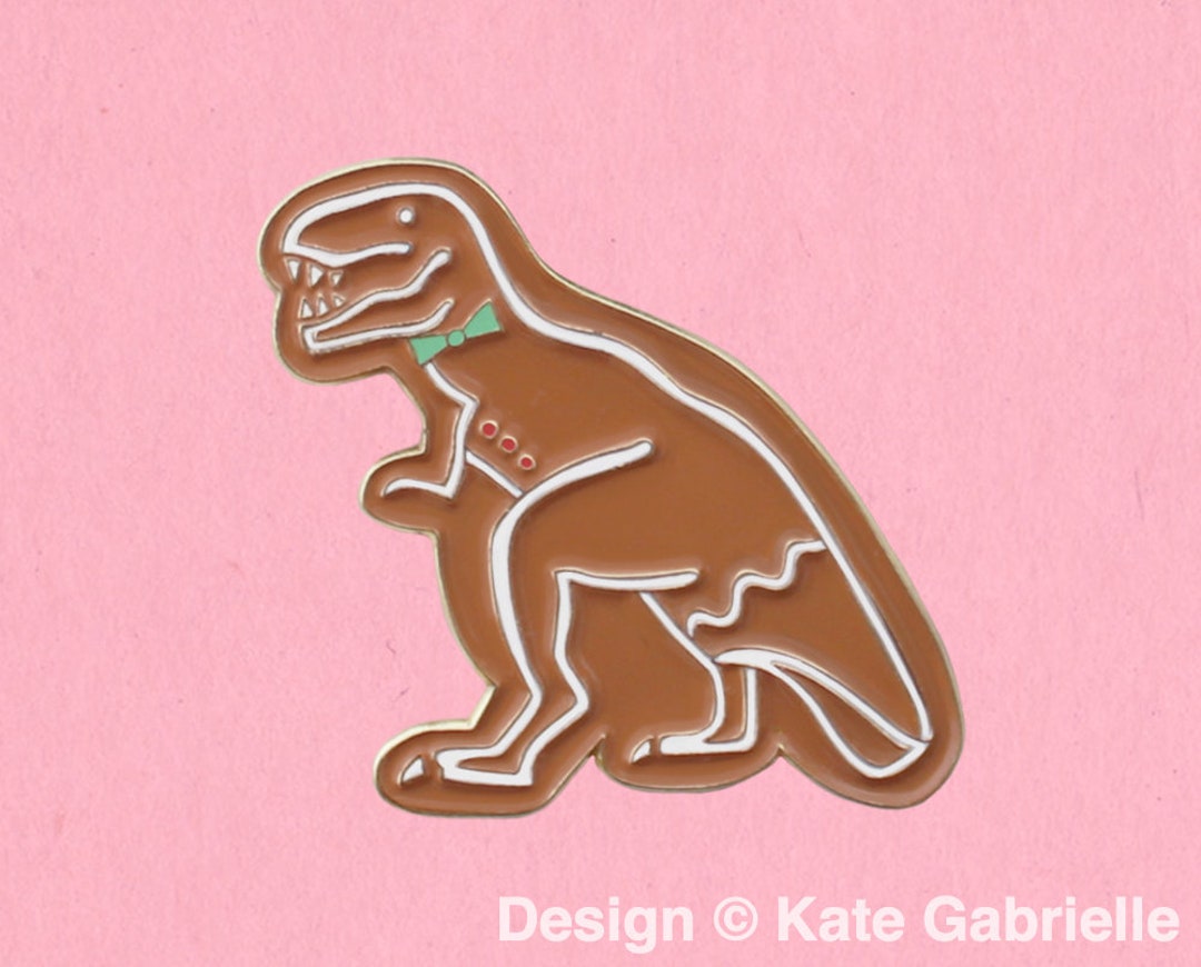 Gingerbread Dinosaur Christmas Enamel Lapel Pin / Buy 3 Pins Get 1 Free ...