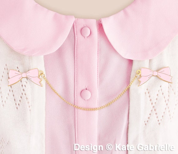 Pink Bow Cute Kawaii Sweater Clips or Collar Clips - Etsy