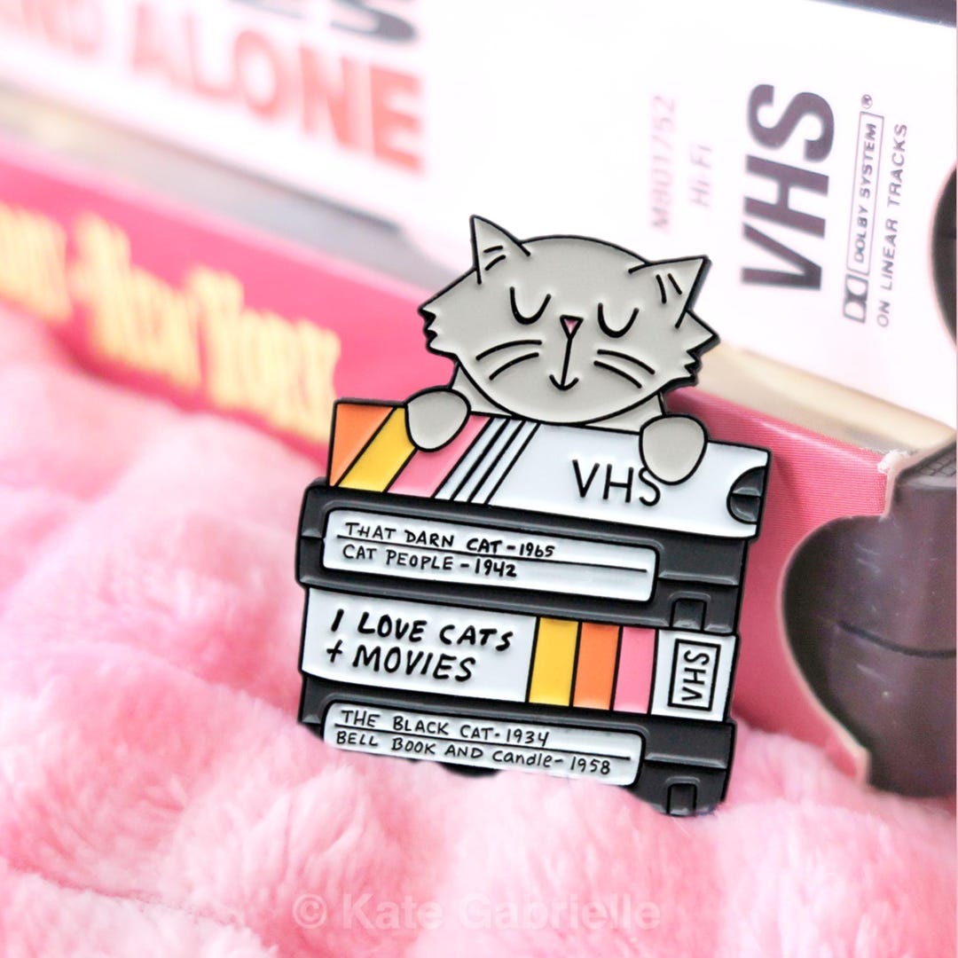 Cats and Movies VHS Enamel Lapel Pin - Etsy